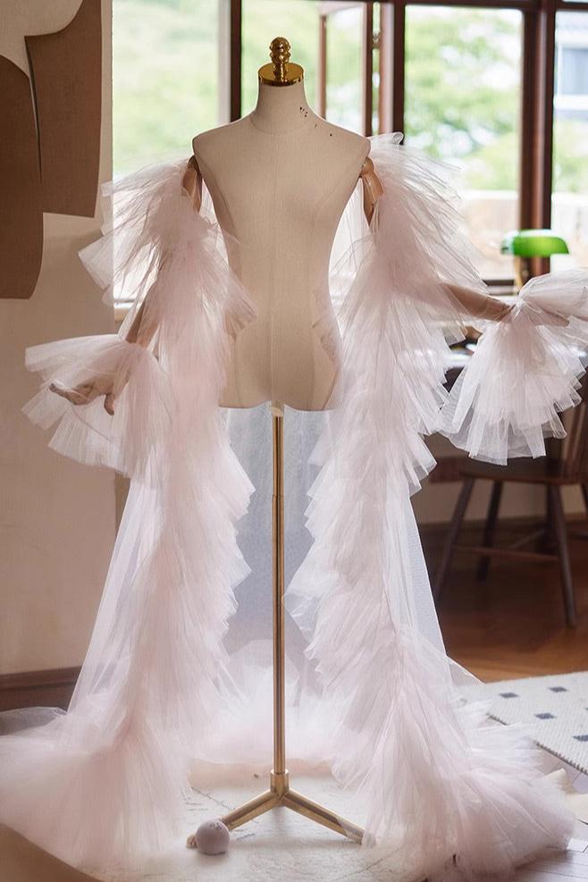 Beige Tulle Long Trail Shawl – My Store